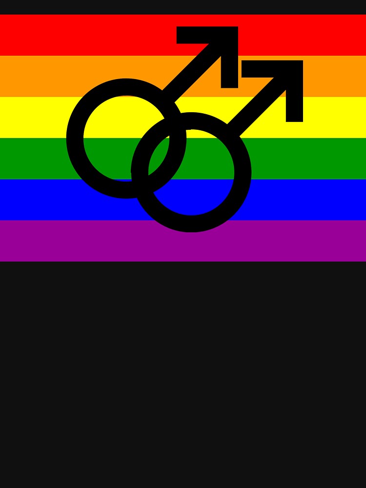 "Gay Pride Rainbow Flag Shirt With Two Male Mars Symbols" T-shirt by ...