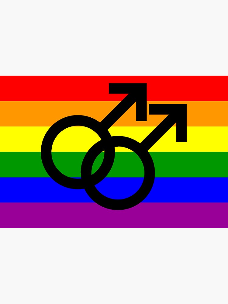 "Gay Pride Rainbow Flag Shirt With Two Male Mars Symbols" Sticker by ...