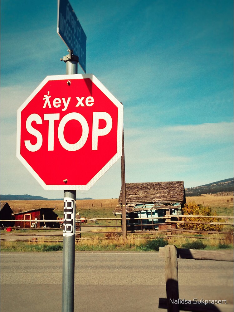 "Bilingual stop sign in English and First Nations language near Merritt ...