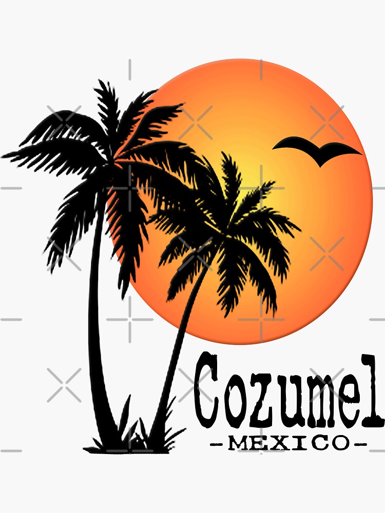 "COZUMEL Mexico Souvenir Palm Trees Sun Beach" Sticker for Sale by ...