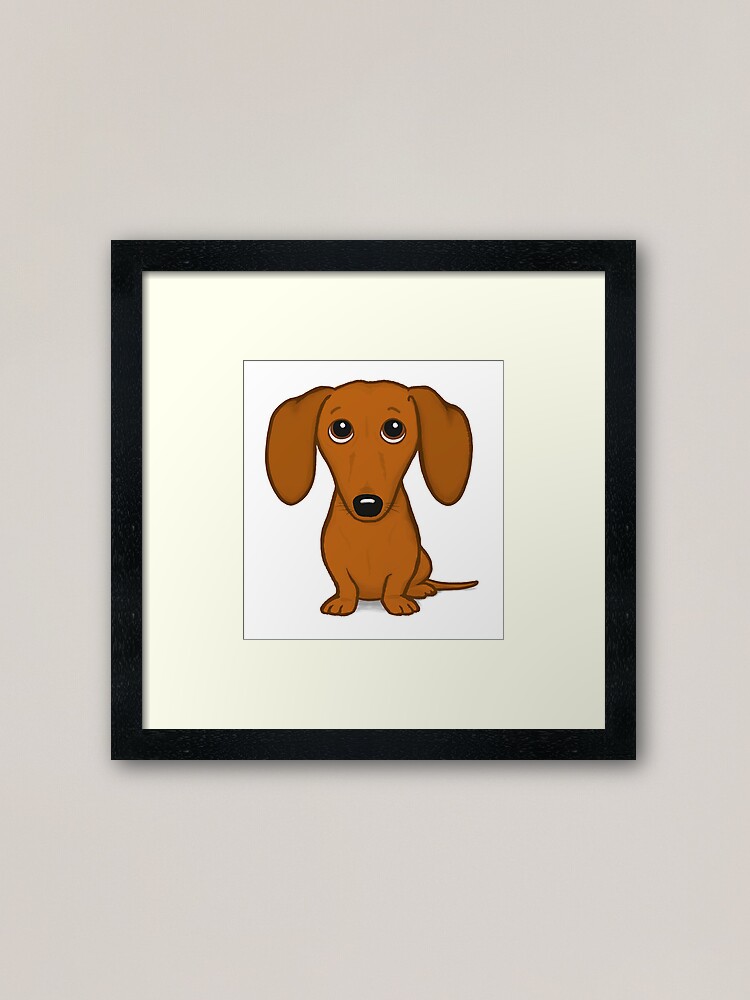 "Cute Dachshund | Cartoon Wiener Dog" Framed Art Print for Sale by Jenn ...
