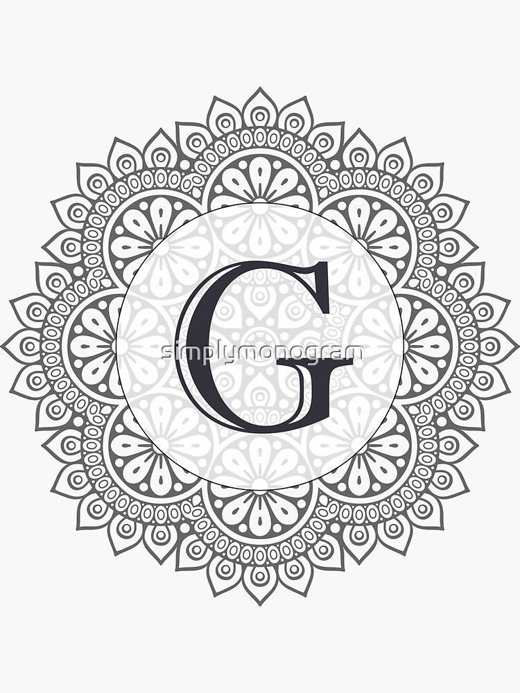 "Monogram G Ornate Circle Design" Sticker for Sale by simplymonogram ...