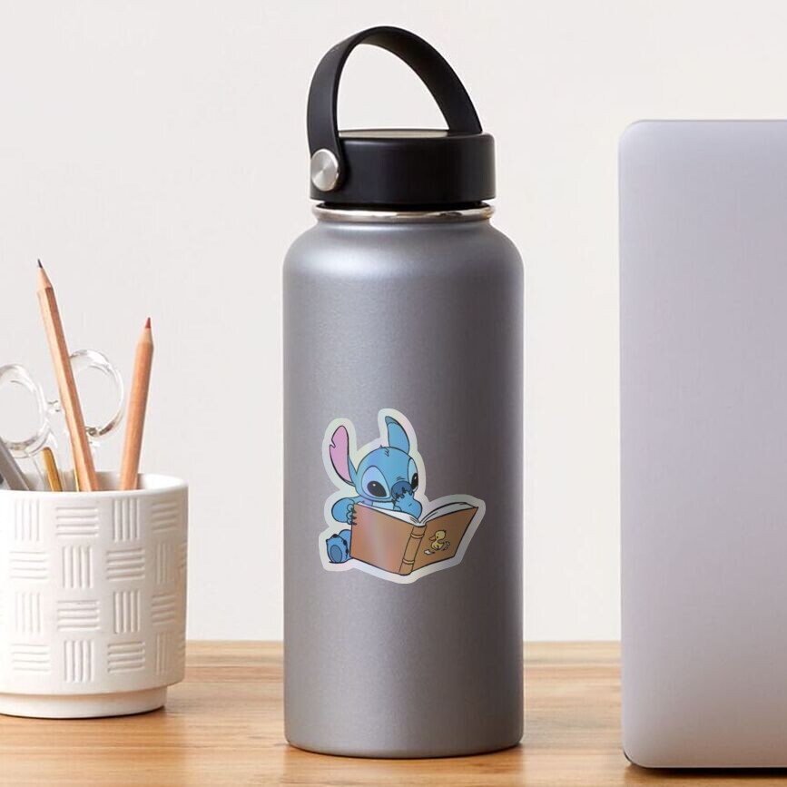 "Stitch reading a book" Sticker for Sale by CraftyLifeA | Redbubble
