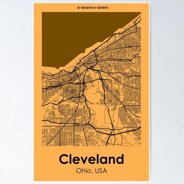 "City Road Map of Cleveland, Ohio, USA" Poster for Sale by 2BROSMAPS1 ...