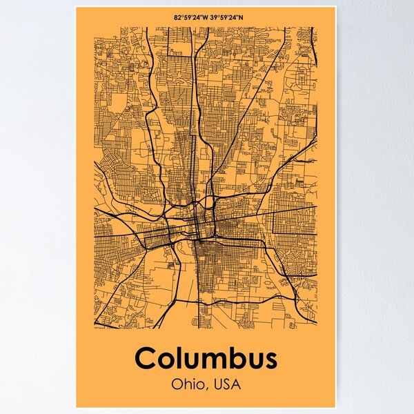 "City Road Map of Colombus, Ohio, USA " Poster for Sale by 2BROSMAPS1 ...