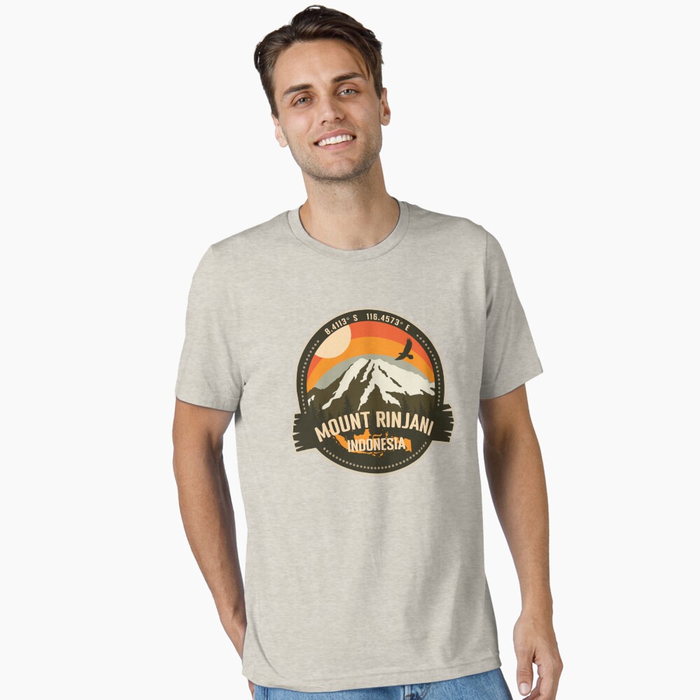 "Mount Rinjani Volcano Indonesia Volcanic Eruption Retro Vintage Badge" Sticker for Sale by ...