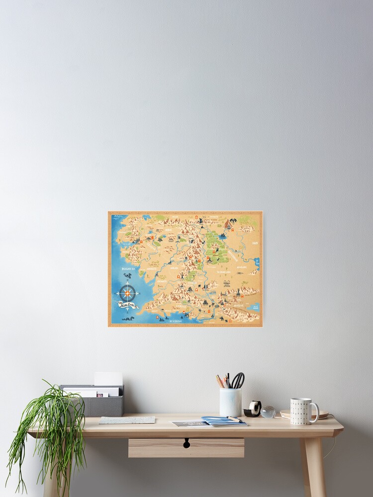"Tolkien - Middle earth map, simple icon illustrations" Poster for Sale ...
