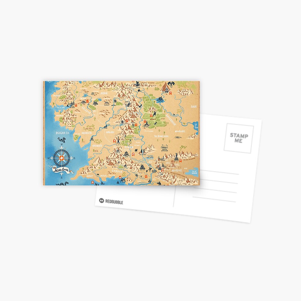 "Tolkien - Middle earth map, simple icon illustrations" Poster for Sale ...