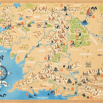 "Tolkien - Middle earth map, simple icon illustrations" Poster for Sale ...
