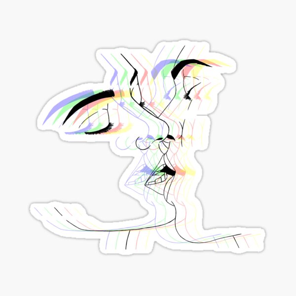 "Psychedelic Lovers Kiss" Sticker for Sale by genanicholas | Redbubble