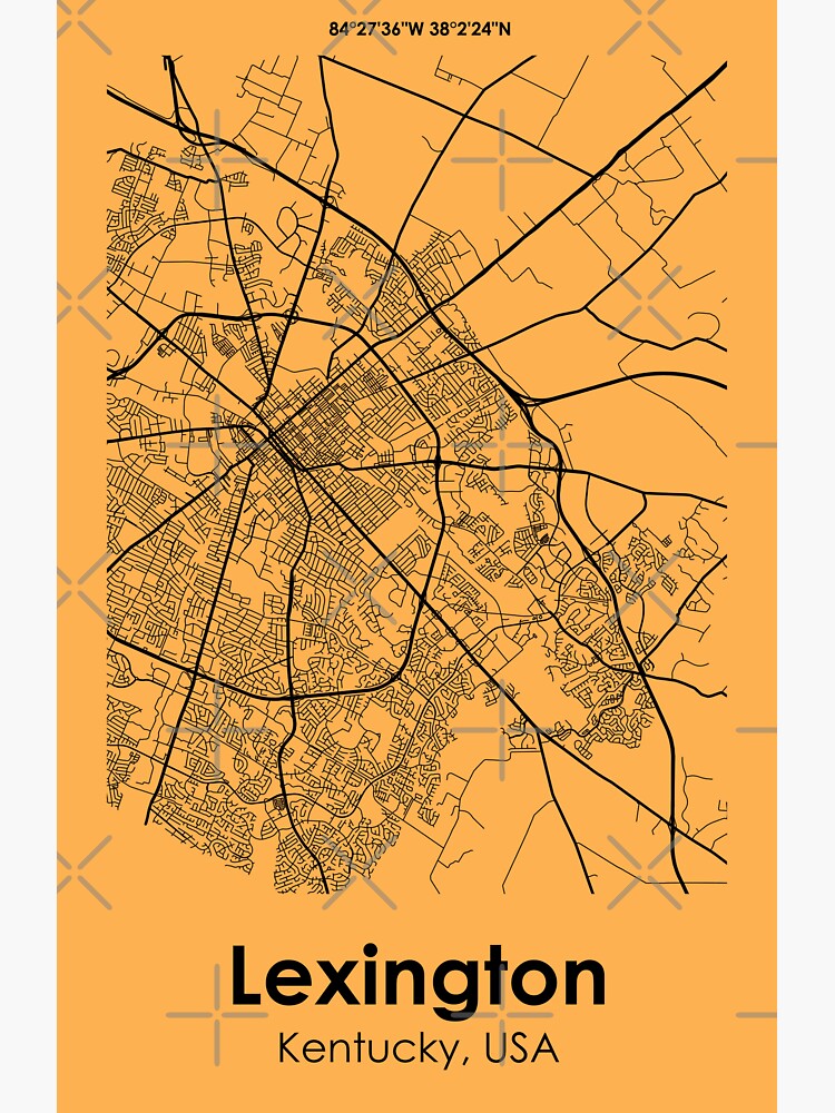 "City Road Map of Lexington, Kentucky, USA" Sticker for Sale by ...