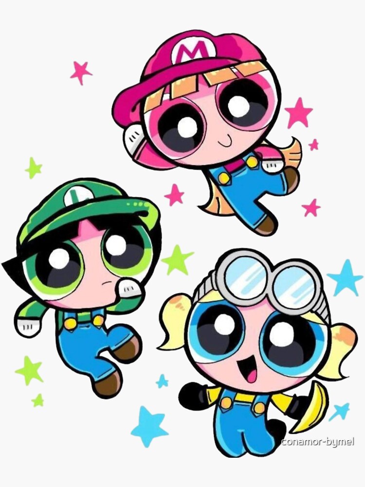 "The Powerpuff Girls, Mario Bros. version." Sticker by conamor-bymel ...
