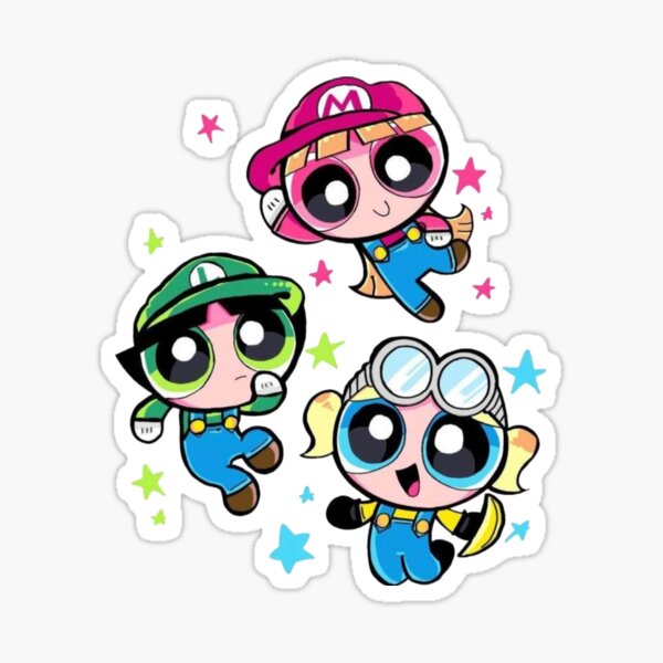 "The Powerpuff Girls, Mario Bros. version." Sticker by conamor-bymel ...