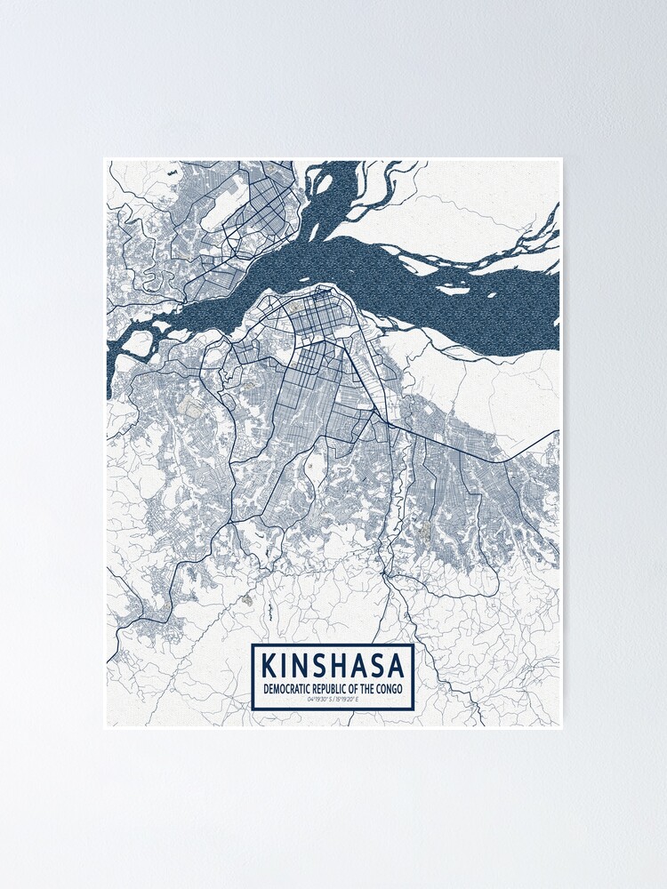 "Kinshasa City Map of Congo - Coastal" Poster for Sale by deMAP | Redbubble