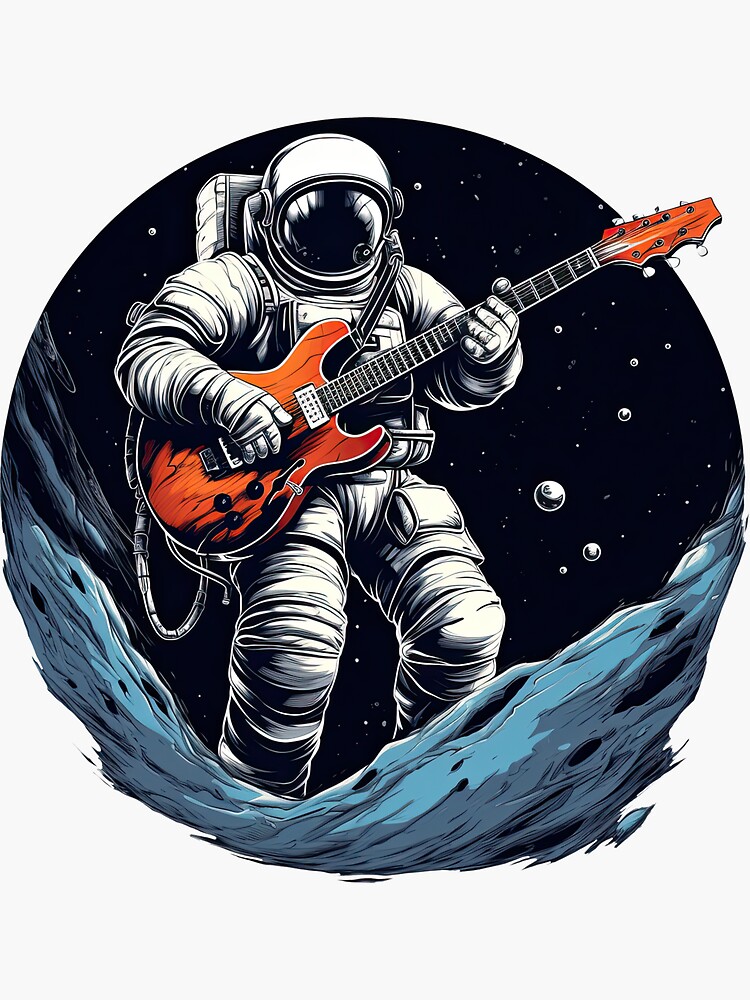 "Rockstar Astronaut on Guitar in The Moon" Sticker for Sale by ...