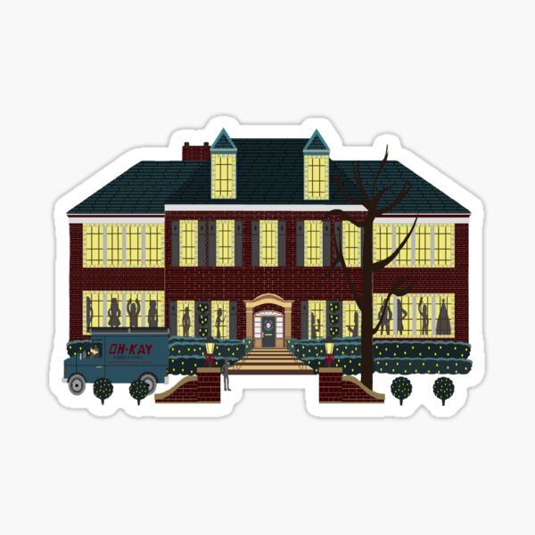 "home alone house at night shadows dancing in the window" Sticker for ...