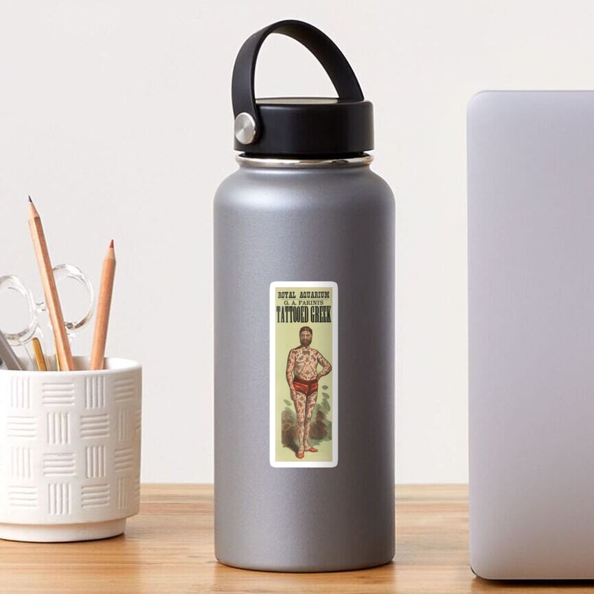 "Vintage Tattoo Poster of Captain George Costentenus" Sticker for Sale ...