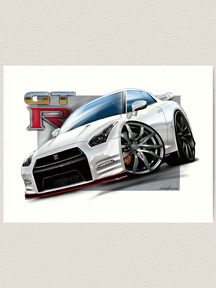 "Nissan GTR cartoon" Art Print for Sale by stefansautoart | Redbubble
