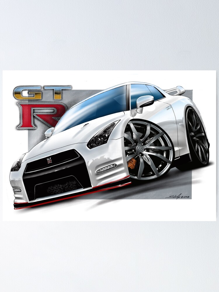 "Nissan GTR cartoon" Poster for Sale by stefansautoart | Redbubble