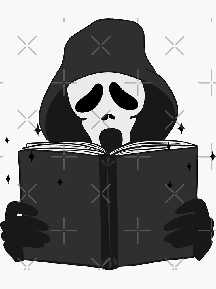 "Halloween Ghost Face Reading Book" Sticker for Sale by KWZCreates ...