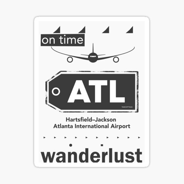 "ATL Atlanta airport black minimal" Sticker by Aviators | Redbubble