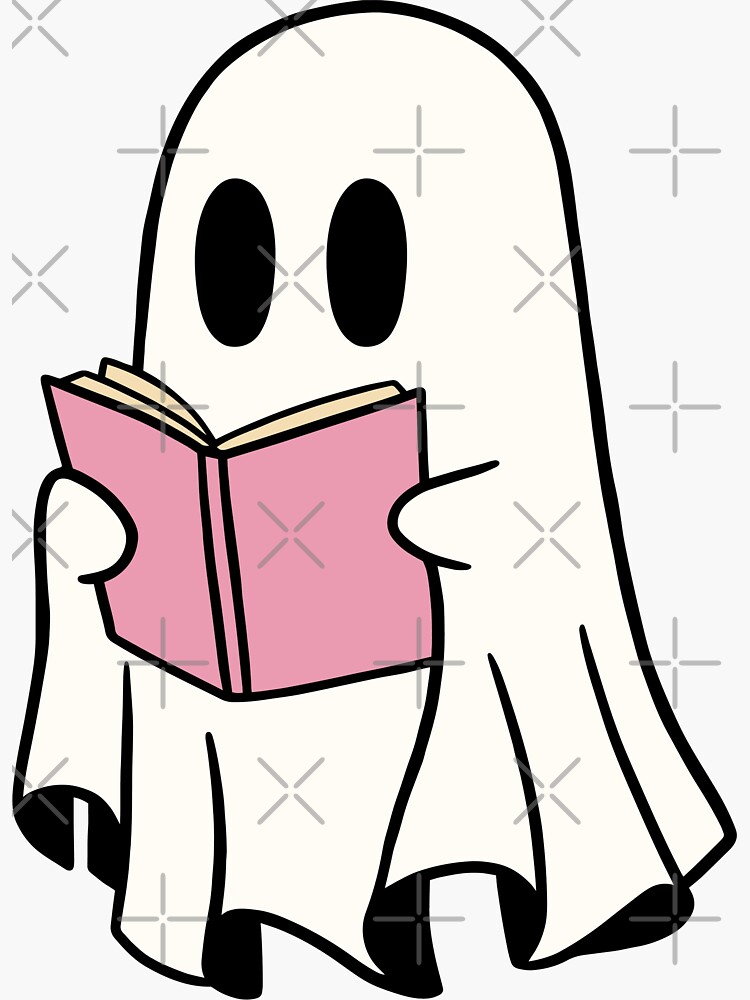 "Cute halloween ghost reading book" Sticker for Sale by GuGus1337 ...