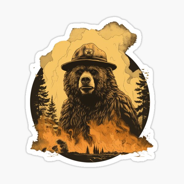 ""Bear Wear Safari: Battling the Wildfire"" Sticker for Sale by ...