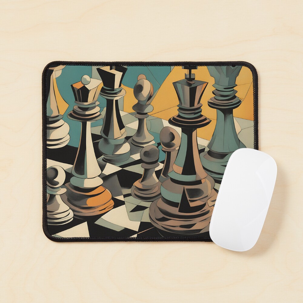 "Chess Pieces & Chessboard - Artsy Cubism Surreal" Poster for Sale by ...