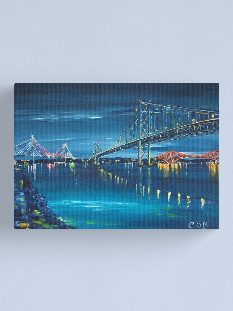 "The Three Forth Bridges by Night, Edinburgh" Canvas Print for Sale by ...