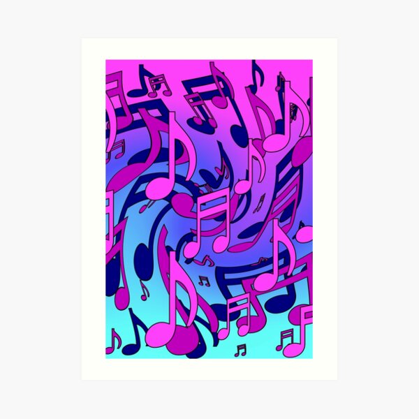 "Music Notes Blue Purple Aqua Pink Pattern2" Art Print for Sale by ...