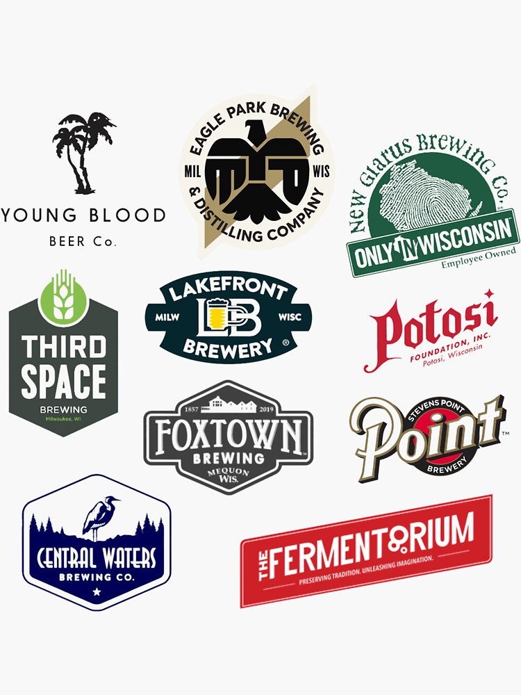 "Wisconsin beer logo compilation" Sticker for Sale by illektra | Redbubble