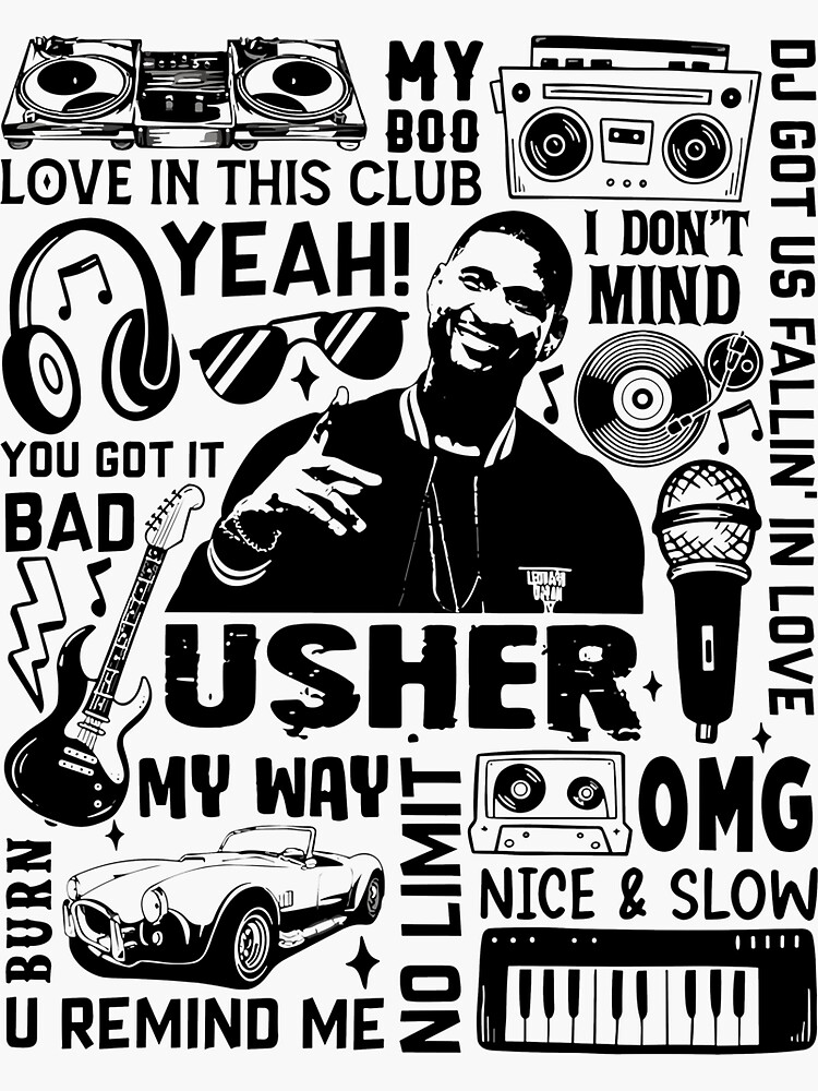 "Usher My Way Tour" Sticker for Sale by theodorexshal | Redbubble