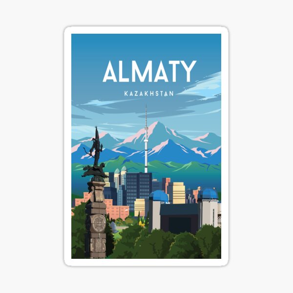 "Almaty Kazakhstan travel poster" Sticker for Sale by Arctic frame ...