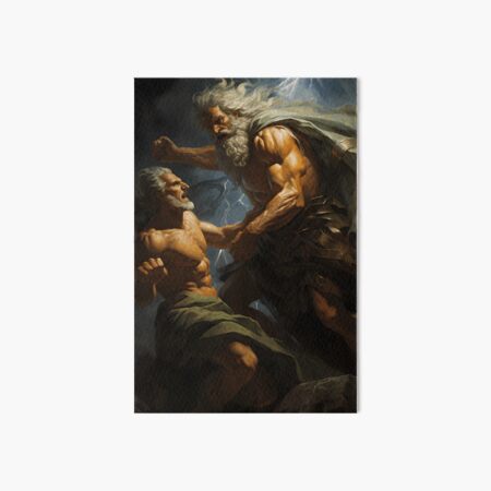 "The Divine Confrontation : Zeus vs. Cronus" Art Board Print for Sale ...