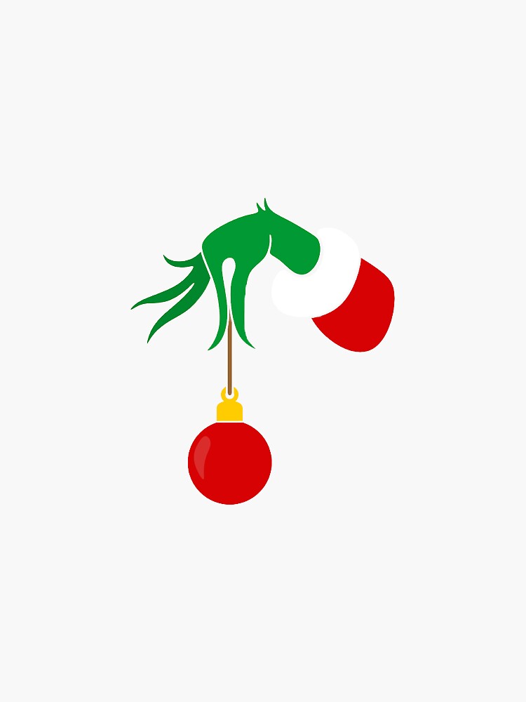 "Grinch hand with ornament sticker." Sticker for Sale by bloosoms ...