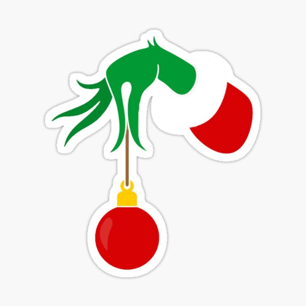 "Grinch hand with ornament sticker." Sticker for Sale by bloosoms ...