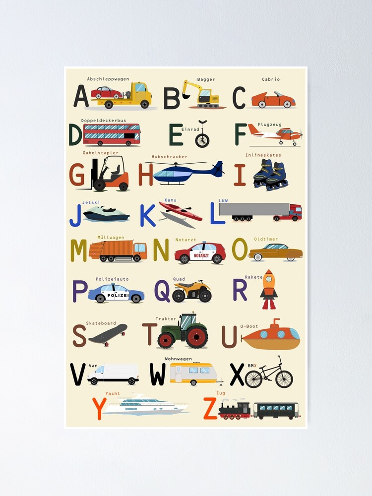 "Car Alphabet Vehicles ABC" Poster by rused | Redbubble