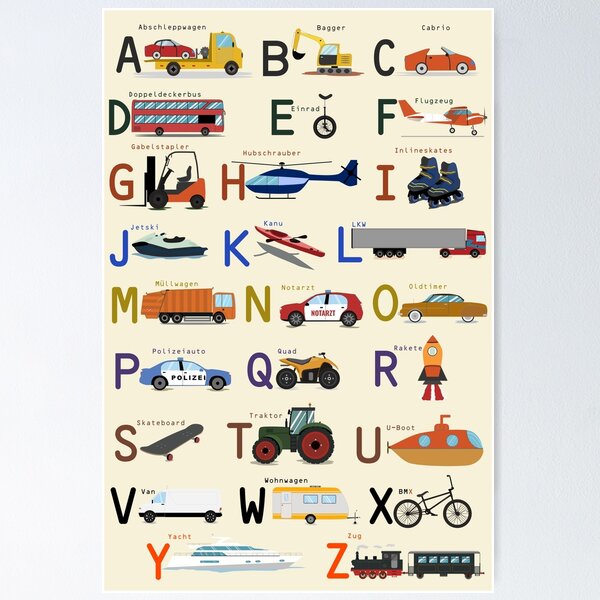 "Car Alphabet Vehicles ABC" Poster by rused | Redbubble
