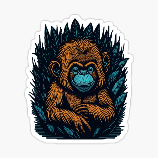 "cute orangutan watching forest" Sticker for Sale by Akhsanal Huda El ...