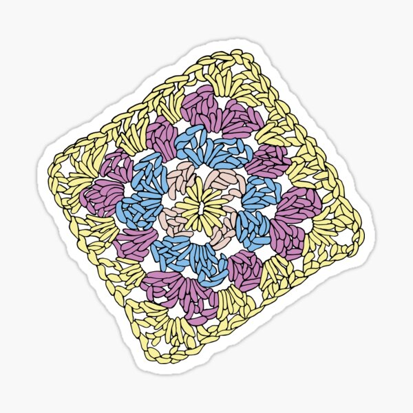 "Granny square yellow" Sticker for Sale by dorisandfred | Redbubble