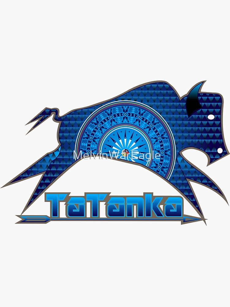 "Tatanka Blue Native American Buffalo" Sticker by MelvinWarEagle ...