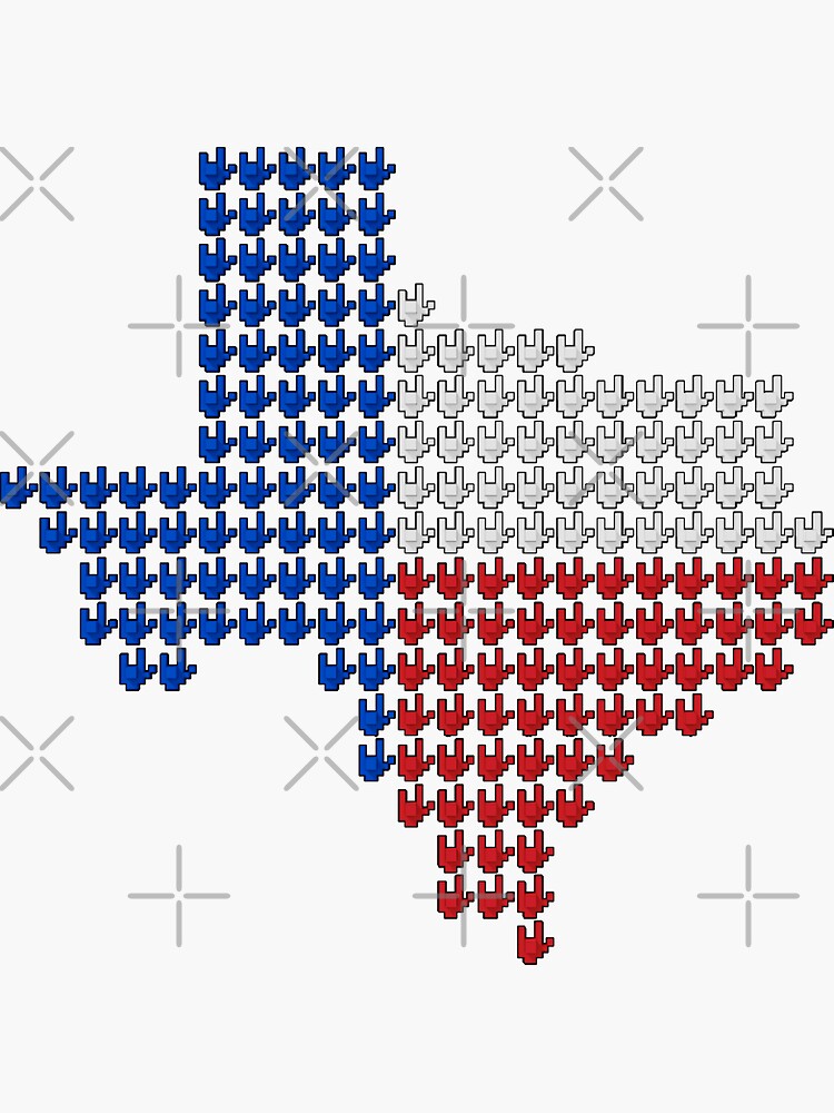 "ASL Sign Language Pixel Love Texas State Flag Map" Sticker for Sale by ...