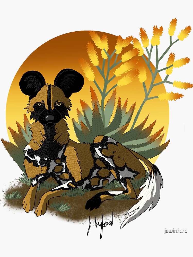 "African Wild Dog Print " Sticker for Sale by jswinford | Redbubble