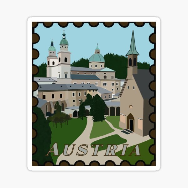 "Austria stamp wall art" Sticker by Agapeart111 | Redbubble