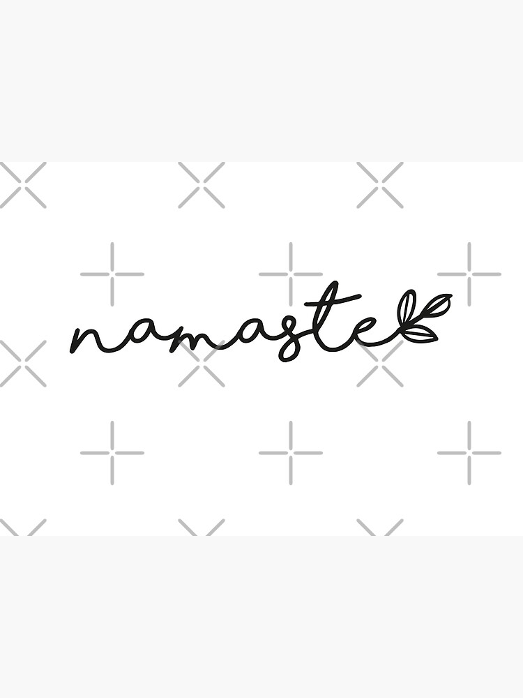 "Namaste floral simple black and white cursive handwittren text New Age ...