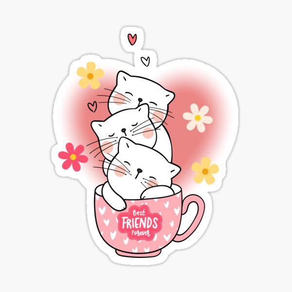 "Lovely Cat Best Friends Forever" Sticker for Sale by Sandeeday | Redbubble