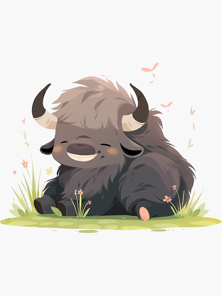"Cute Smiling Yak" Sticker for Sale by whimsizoo | Redbubble