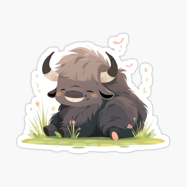 "Cute Smiling Yak" Sticker for Sale by whimsizoo | Redbubble