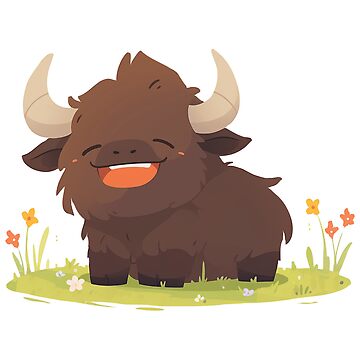 "Cute Smiling Yak" Sticker for Sale by whimsizoo | Redbubble