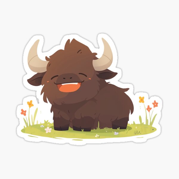 "Cute Smiling Yak" Sticker for Sale by whimsizoo | Redbubble